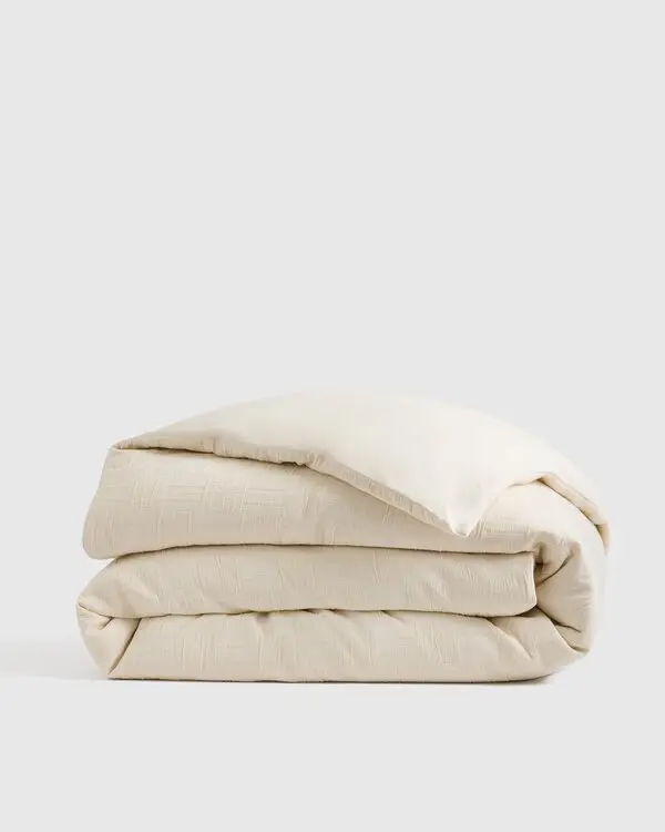 Quince Checkered Matelasse Duvet Cover - Undyed