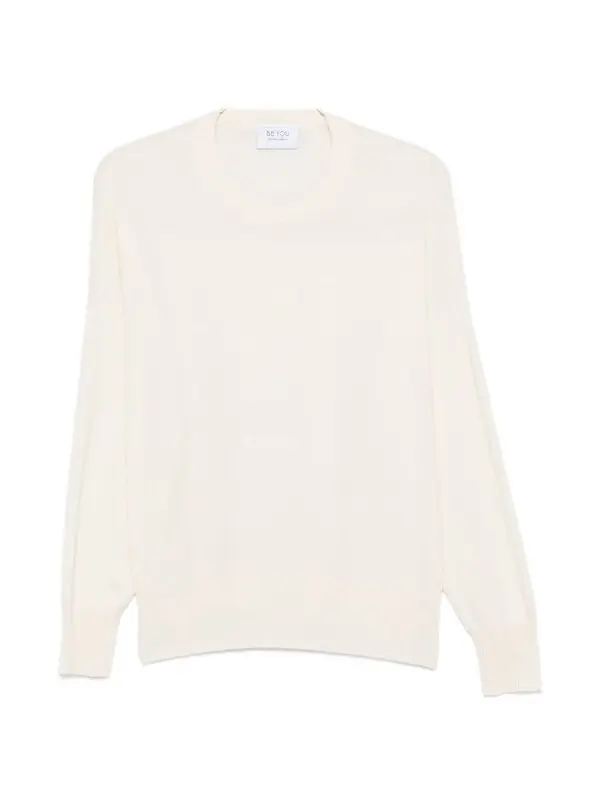 BEYOU Cashmere Crewneck Sweater - White