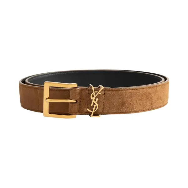 Saint Laurent Suede Belt - Brown