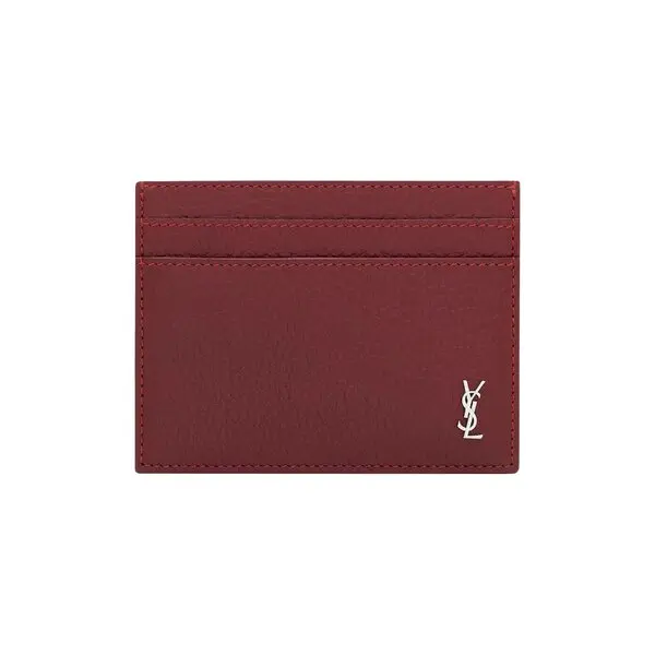 Saint Laurent Leather Card Holder 'bordeaux - Red