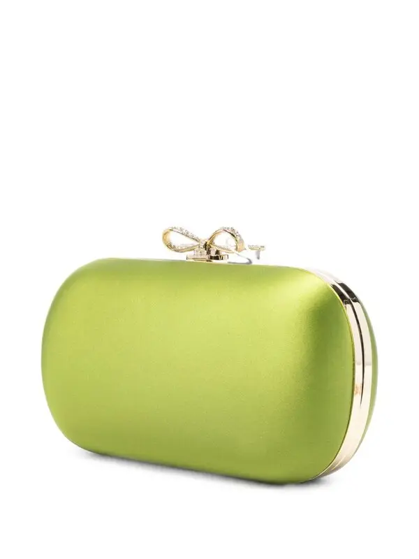 SELF-PORTRAIT Embellished Satin Clutch - Green