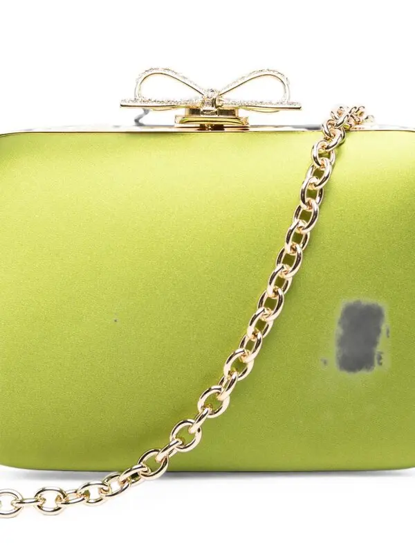 SELF-PORTRAIT Embellished Satin Clutch - Green