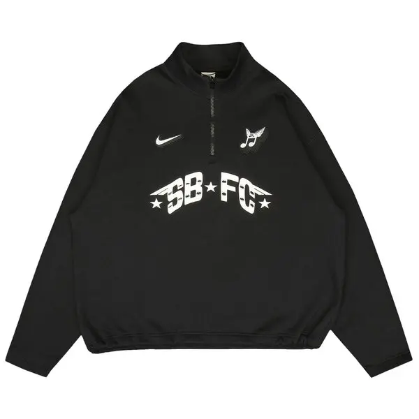 Nike Zip Fleece Crew-neck Sweatshirt "club 58 - Black