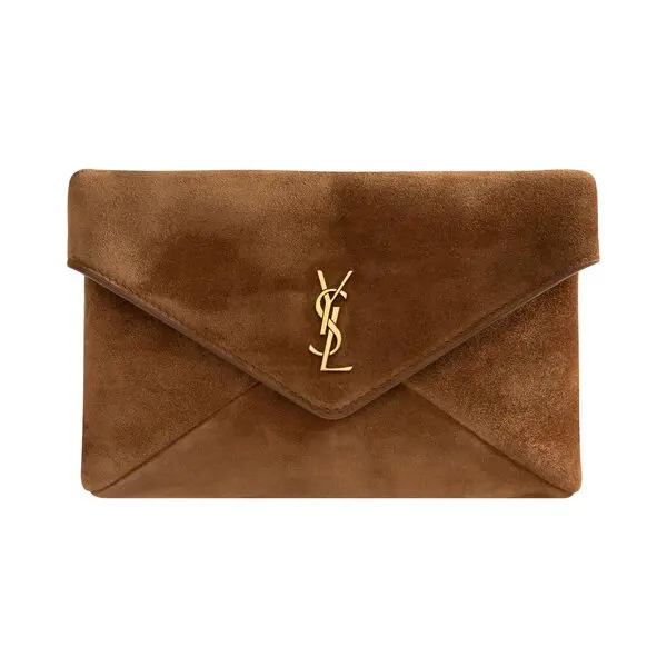 Saint Laurent Cassandre Suede Small Chain Pouch - Orange