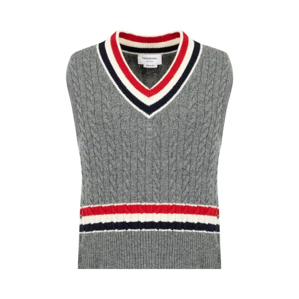 Thom Browne Cable Knit V-neck Vest