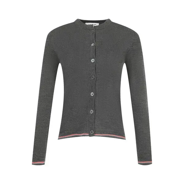 Thom Browne Ribbed Crew Neck Cardigan