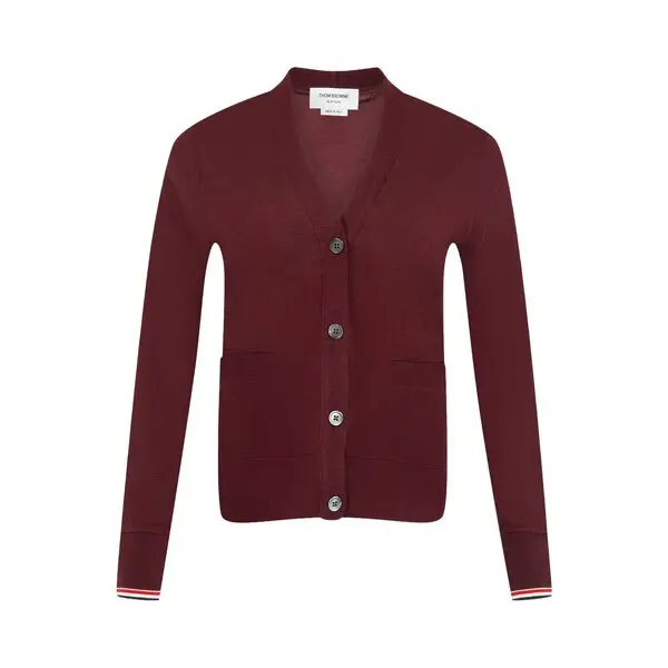 Thom Browne V Neck Button-detailed Cardigan - Red
