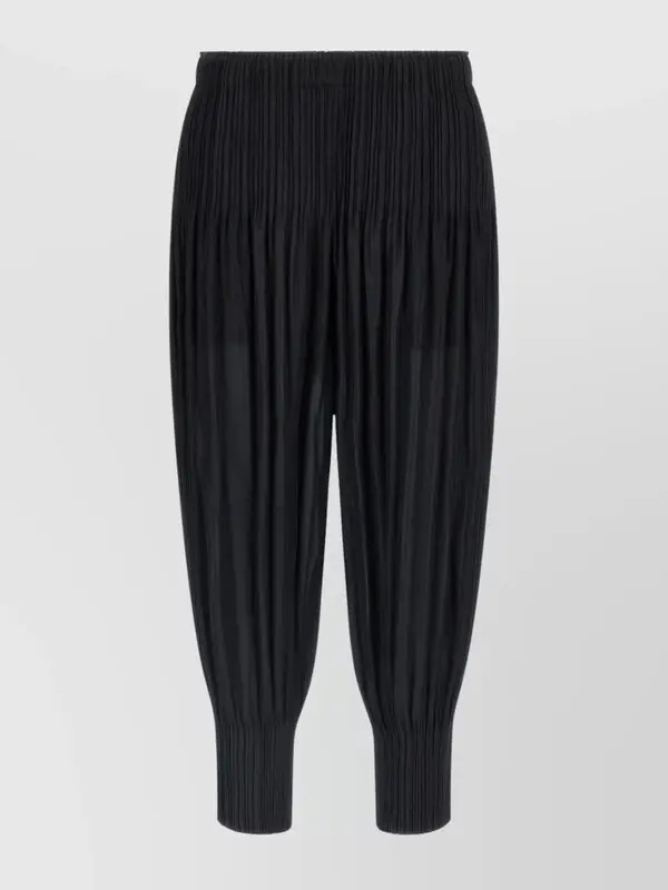Issey Miyake Black Polyester Pleated Pants