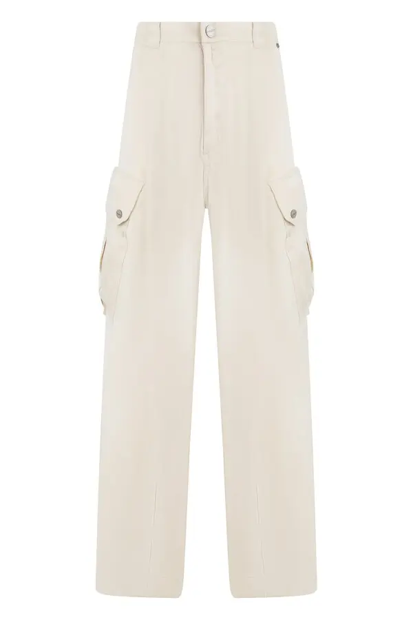 Pinko High-rise Wide-leg Cargo Pants - Panna