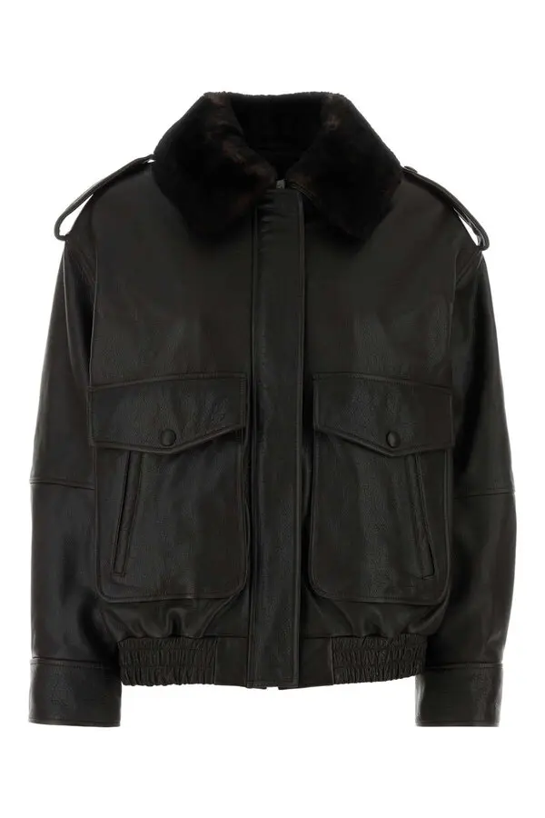 Loulou De Saison Russo Calfskin Leather Jacket With Fur Collar