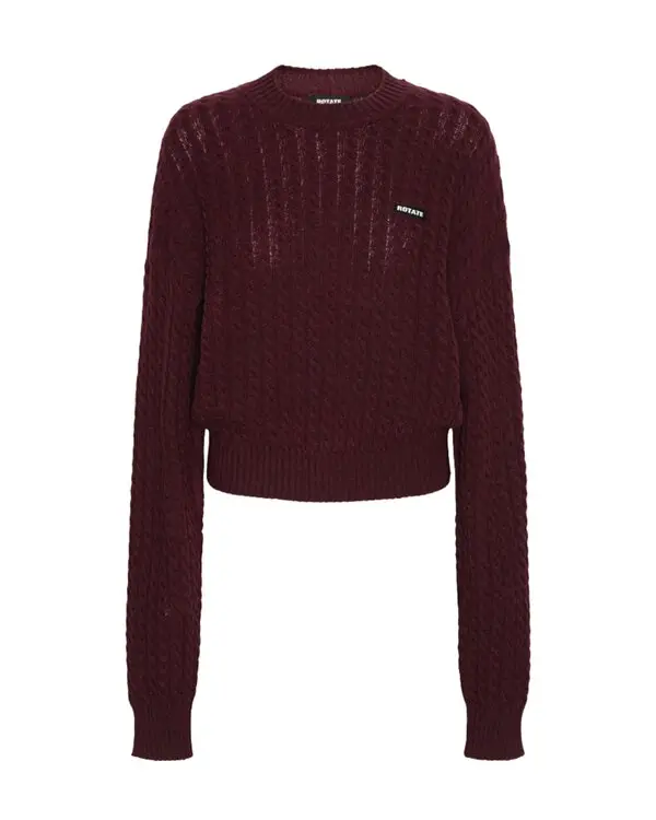ROTATE BY BIRGER CHRISTENSEN Textured Crewneck Sweater - Decadent Chocolate