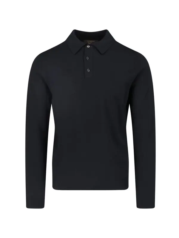 ZANONE Virgin Wool Blend Long-sleeve Polo Sweater - Black