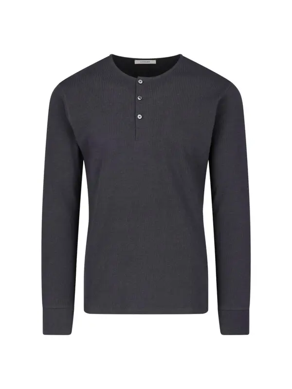LEMAIRE Ribbed Henley Long Sleeve Shirt