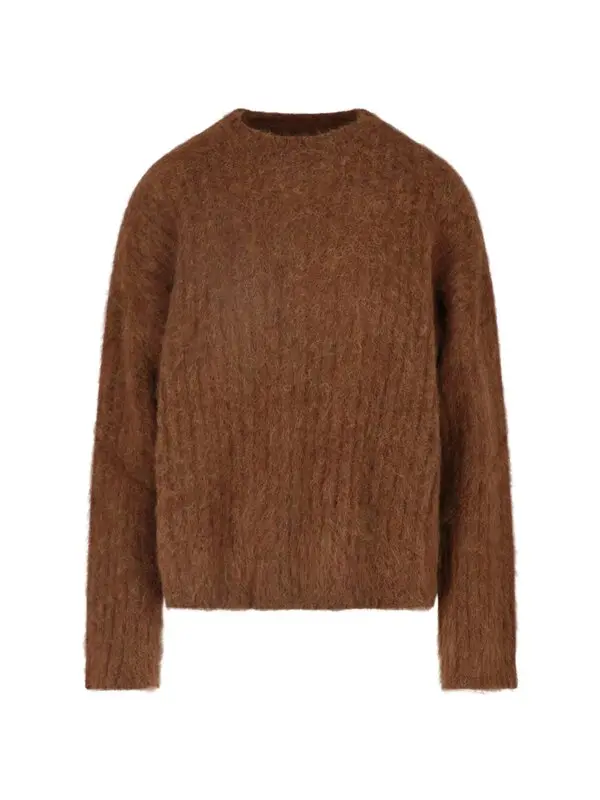 UMA WANG Fuzzy Crewneck Sweater - Brown