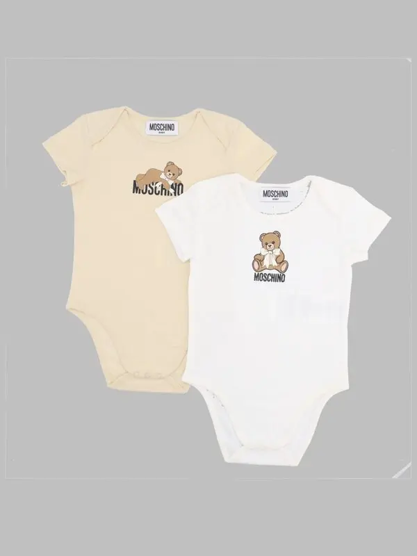 Moschino Two-piece Baby Bear Print Bodysuit Set - Beige