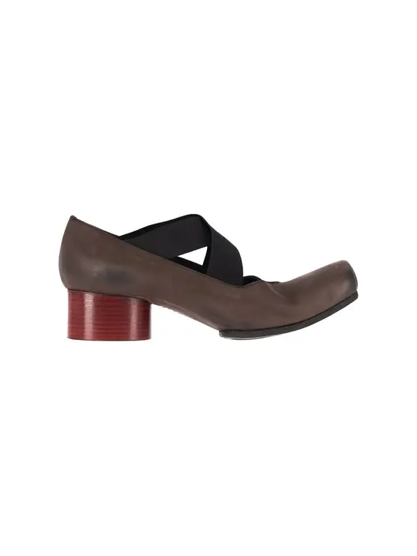 UMA WANG Leather Cross-strap Block Heel Pumps
