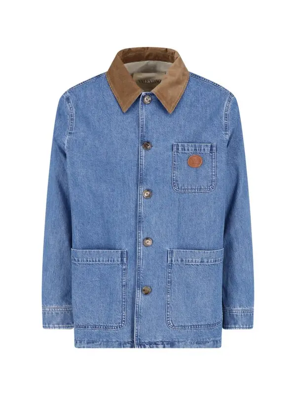 Valentino Garavani S Denim Jacket With Corduroy Collar
