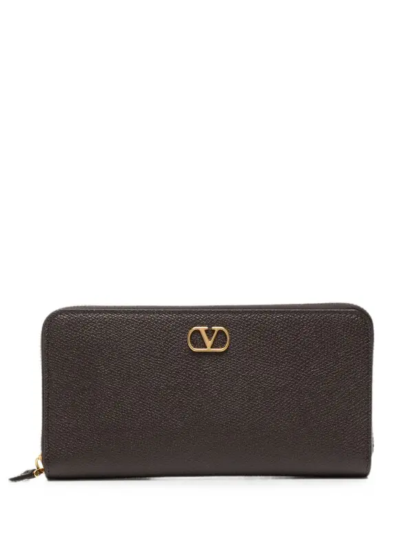 Valentino Garavani Vlogo Signature Leather Wallet - Ebonybrown