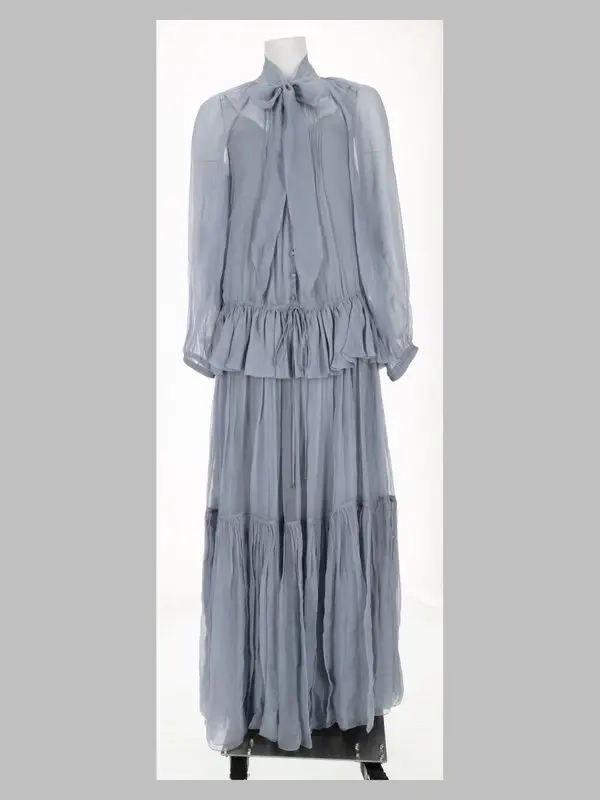 Chloé Sheer Silk Tie-neck Tiered Maxi Dress