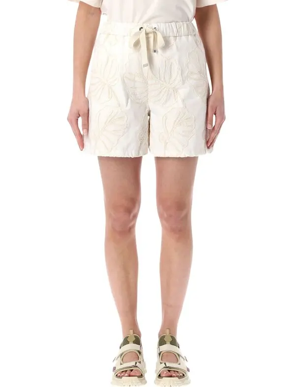 Moncler Embroidered Floral Drawstring Shorts