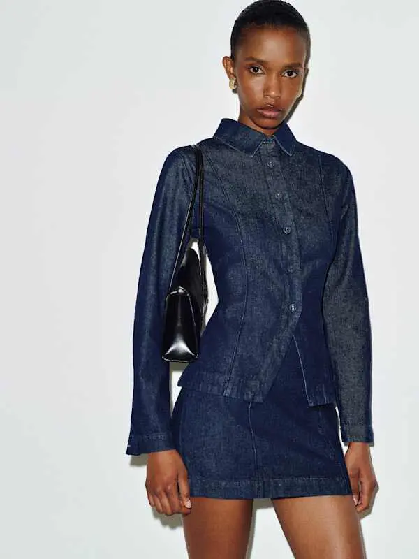 REFORMATION Chloe Denim Two Piece Set