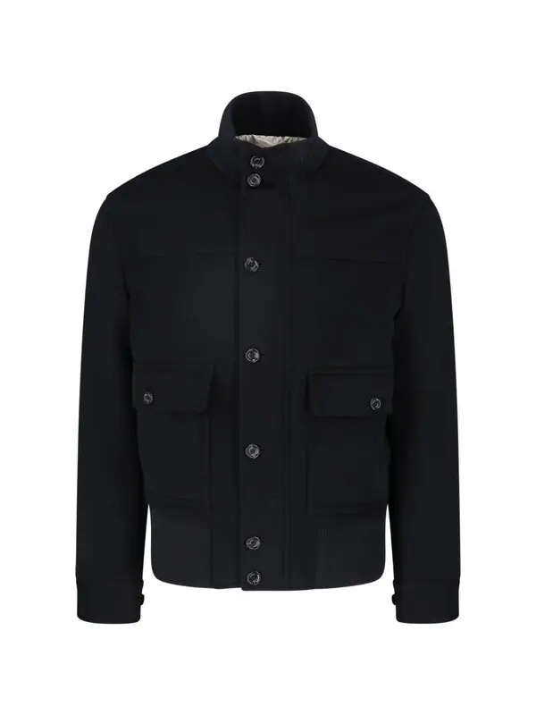 LARDINI Wool-cashmere Button-front Utility Jacket