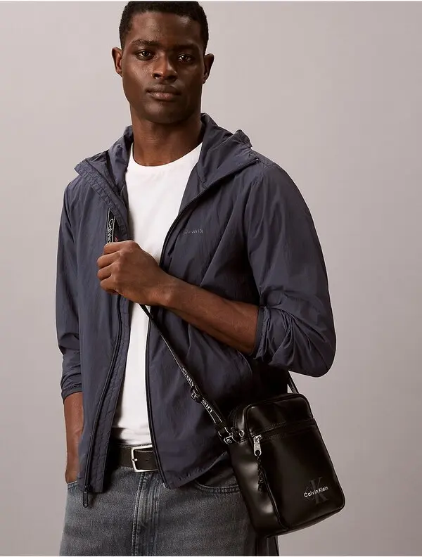 Calvin Klein Bold Monologo Webbing Strap Reporter Bag