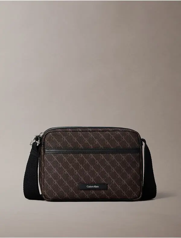 Calvin Klein Embossed Monogram Camera Bag - Mulch/iron Aop