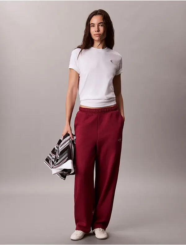 Calvin Klein Monologo Wide Leg Pants - Rhododendron