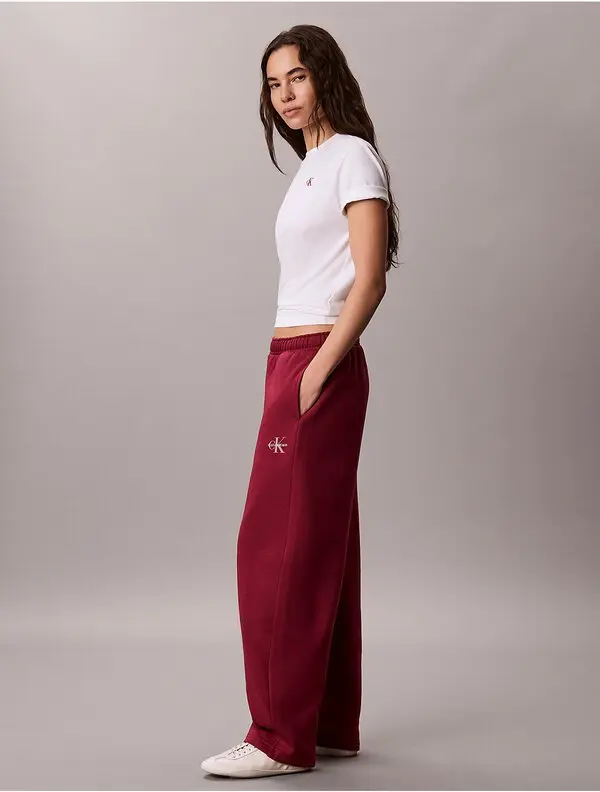 Calvin Klein Monologo Wide Leg Pants - Rhododendron