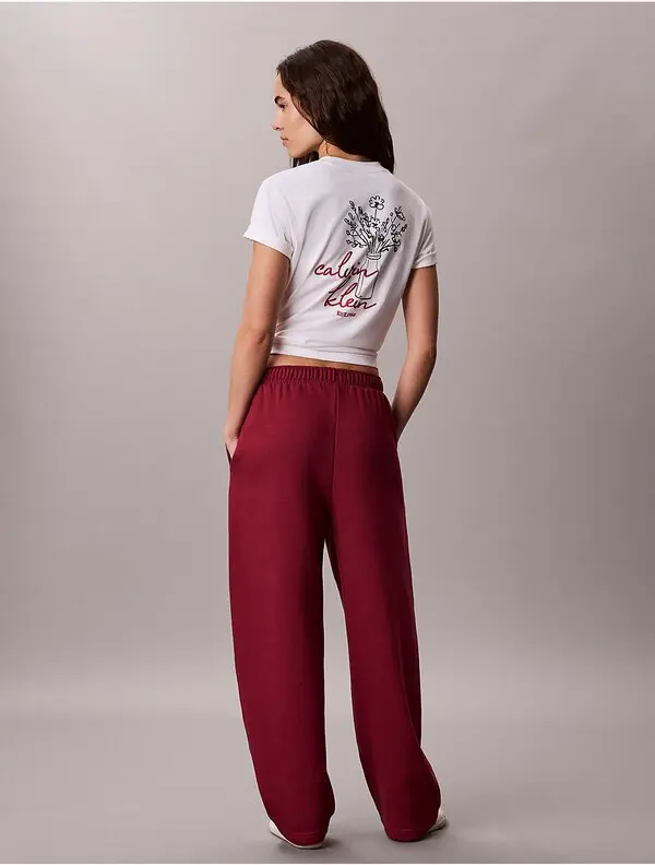 Calvin Klein Monologo Wide Leg Pants - Rhododendron