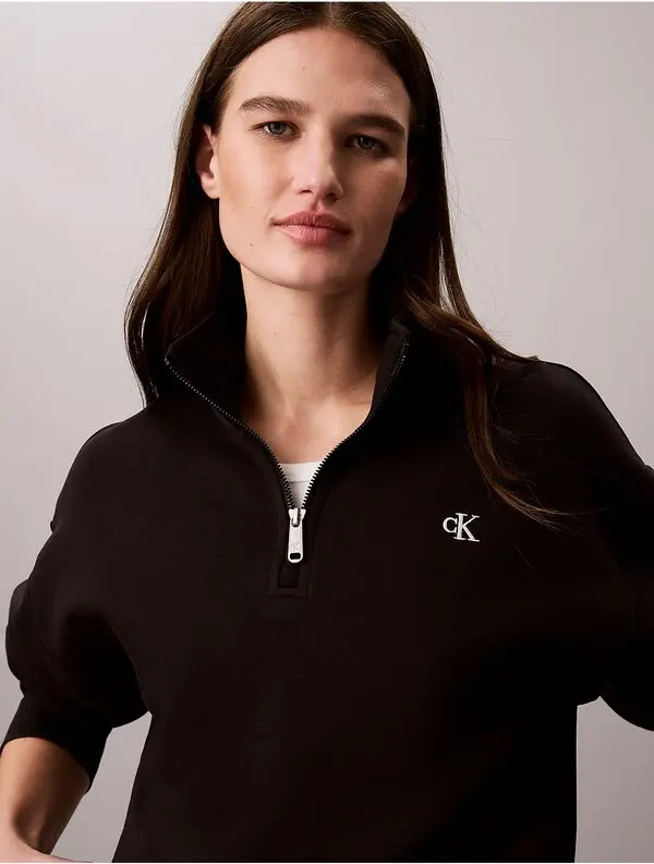 Calvin Klein Monogram Logo Fleece Sweatshirt - Black