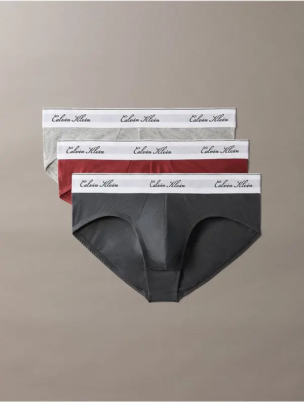 Calvin Klein Icon Cotton Stretch Script 3-pack Hip Brief - Volcanic Ash Multi