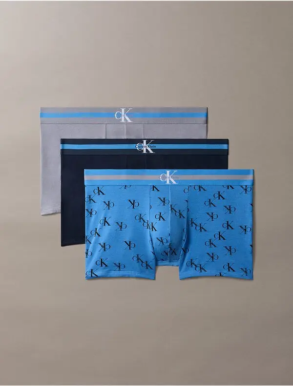 Calvin Klein Graphic Monogram Cotton Stretch 3-pack Trunk - Quicksilver Multi