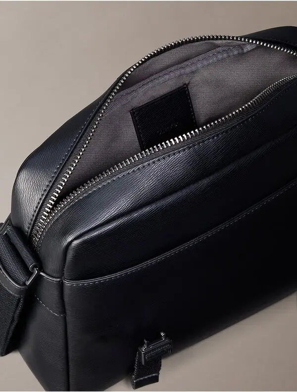 Calvin Klein Emblem Logo Hardware Flap Messenger Bag