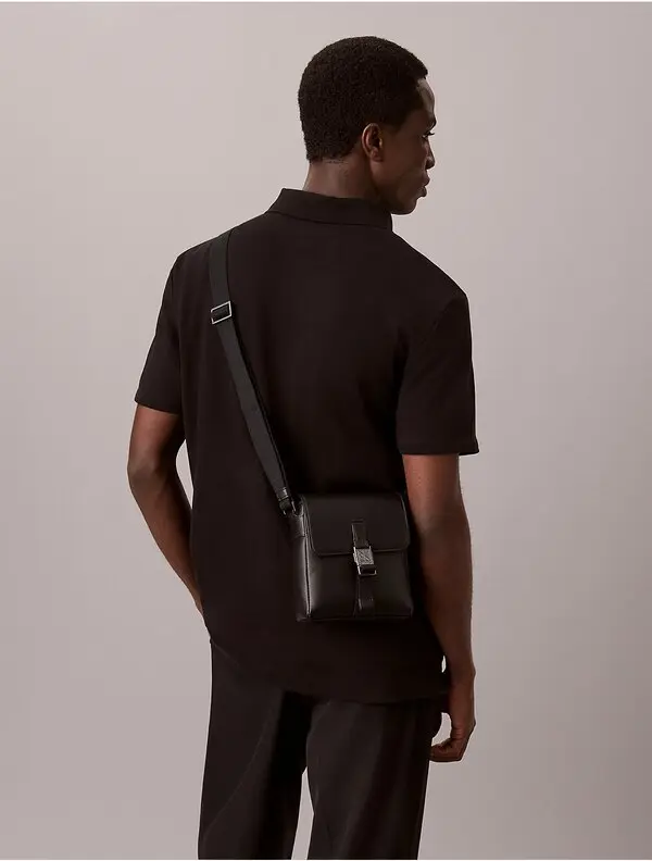 Calvin Klein Emblem Logo Hardware Flap Reporter Bag