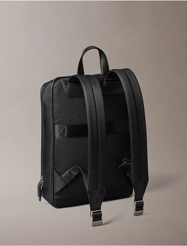 Calvin Klein Hardware Logo Mixed Double Pocket Backpack
