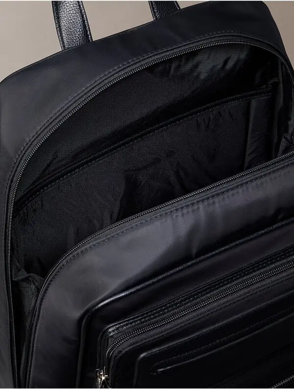 Calvin Klein Hardware Logo Mixed Double Pocket Backpack