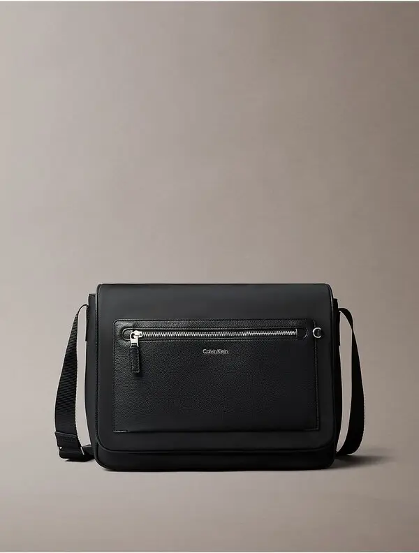 Calvin Klein Hardware Logo Mixed Flap Messenger Bag