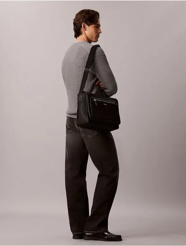 Calvin Klein Hardware Logo Mixed Flap Messenger Bag