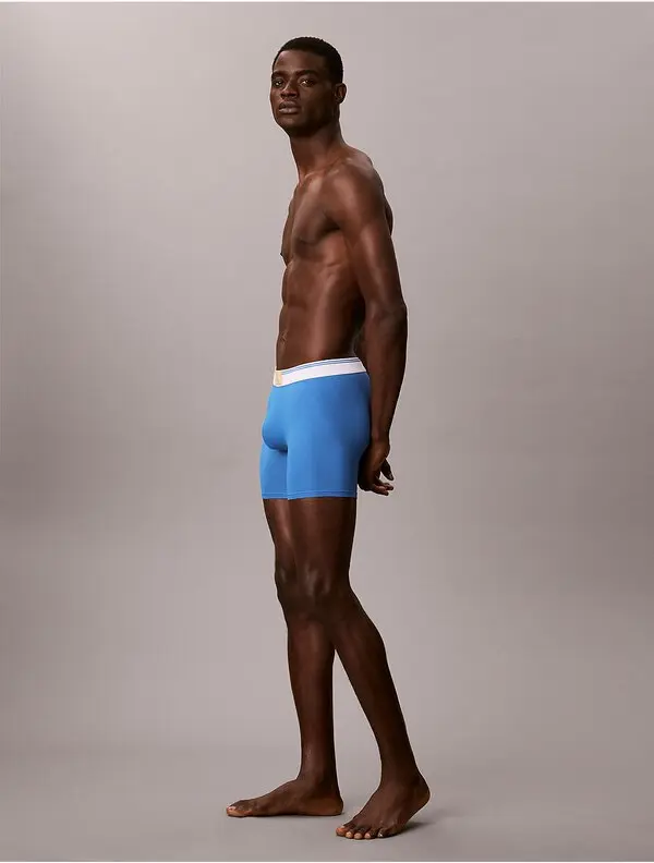 Calvin Klein Graphic Monogram Microfiber Stretch Rib Boxer Brief - Poseidon Blue
