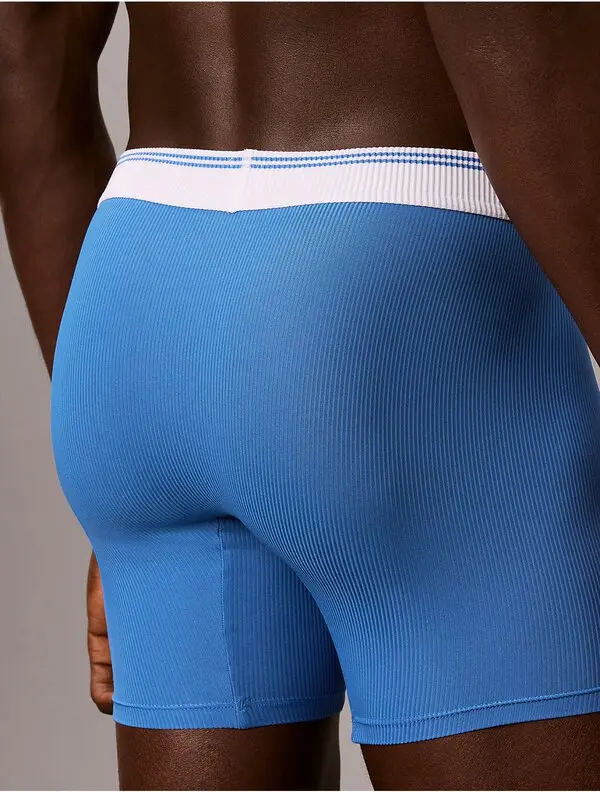 Calvin Klein Graphic Monogram Microfiber Stretch Rib Boxer Brief - Poseidon Blue