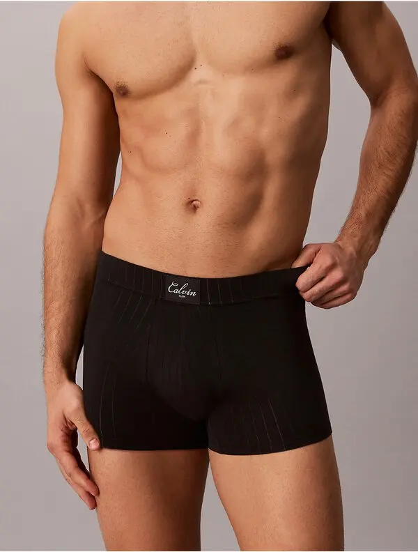 Calvin Klein Cotton Stretch Script Patch Trunk - Black