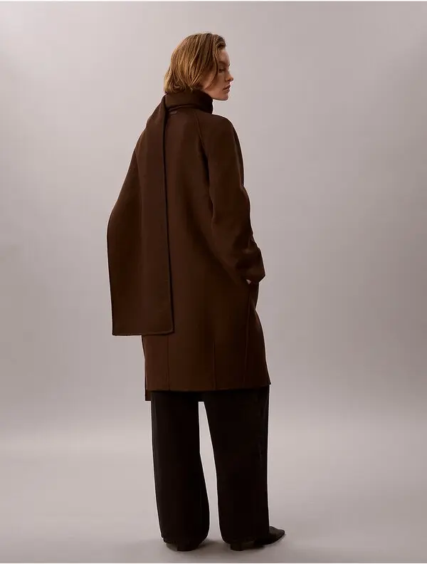 Calvin Klein Wool Blend Scarf Coat