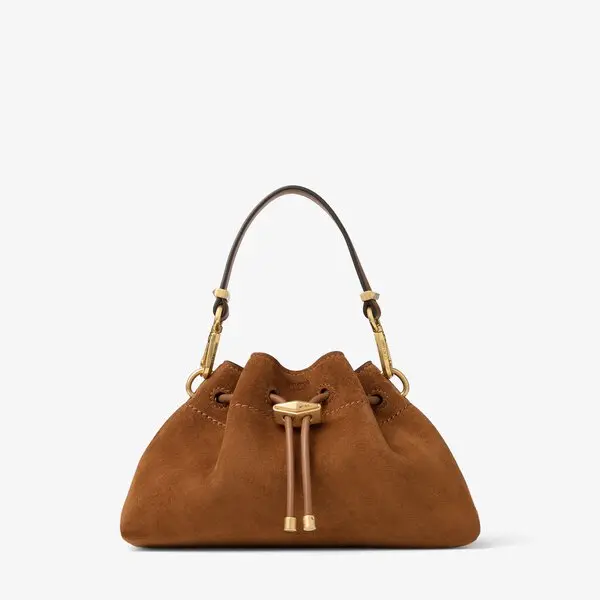 JIMMY CHOO Suede Shoulder Bag With Drawstring Closure