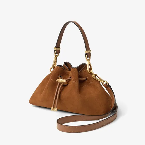 JIMMY CHOO Suede Shoulder Bag With Drawstring Closure