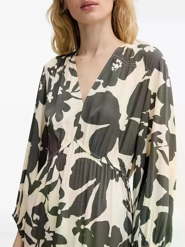 Marc O'polo Floral Print V-neck Midi Dress