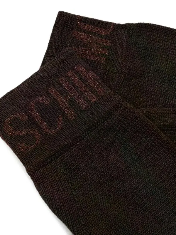 Moschino Logo-knit Ribbed Wool Gloves