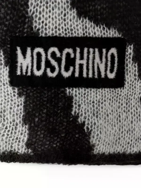 Moschino Zebra-pattern Logo-patch Scarf