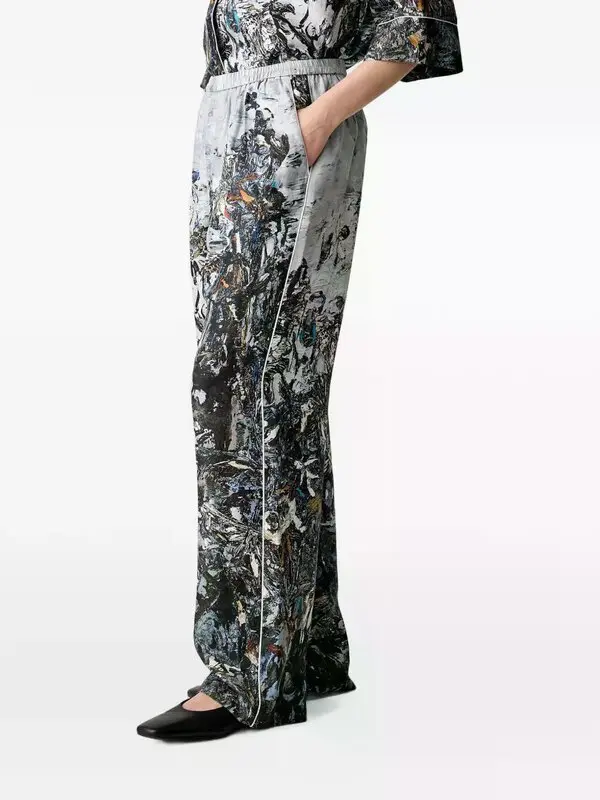 Munthe Abstract Print Elasticated Waist Trousers - Grey
